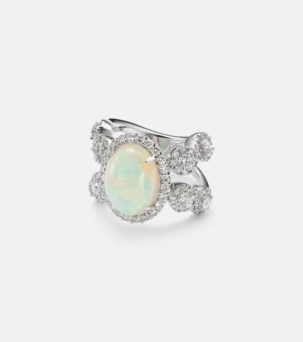 Yeprem 18kt White Diamond And Opal Ring - Gold