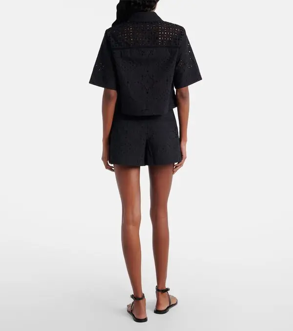 Veronica Beard Spruce Embroidered Cotton Shirt