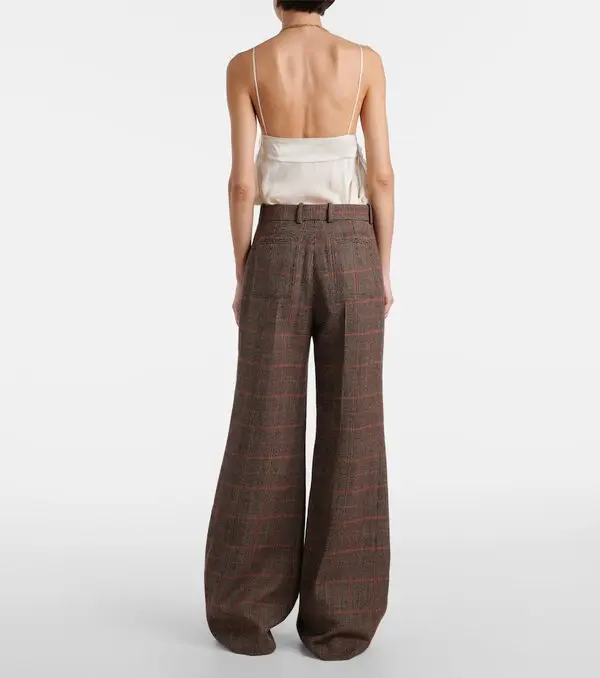 Chloé Checked High-rise Flared Wool Pants