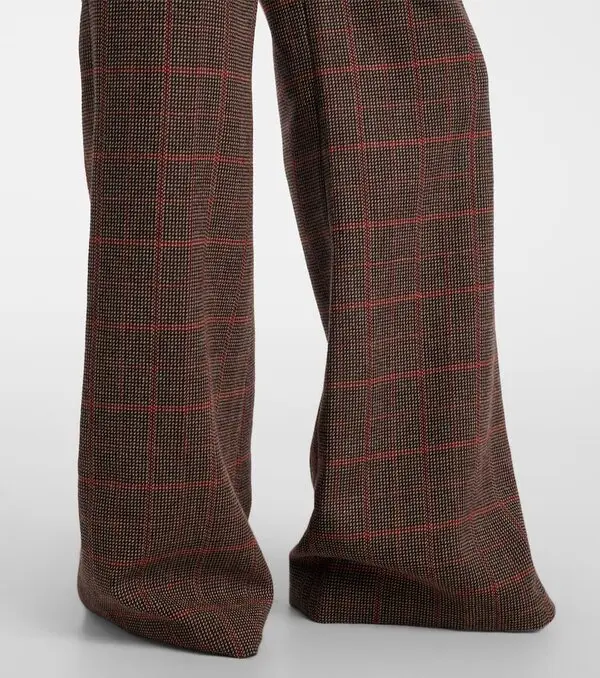Chloé Checked High-rise Flared Wool Pants