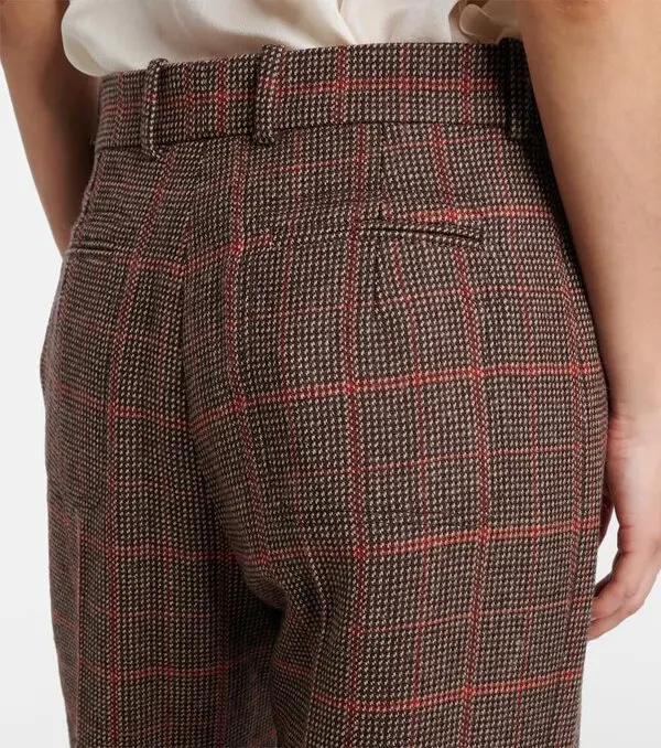 Chloé Checked High-rise Flared Wool Pants