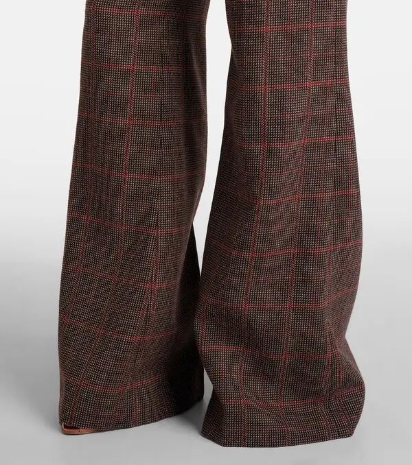 Chloé Checked High-rise Flared Wool Pants