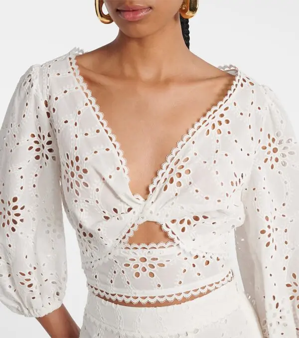 ALEXANDRA MIRO Broderie Anglaise Cotton Crop Top