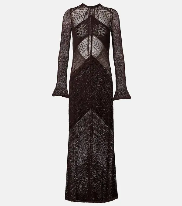 Staud Vera Knitted Open-back Maxi Dress - Brown