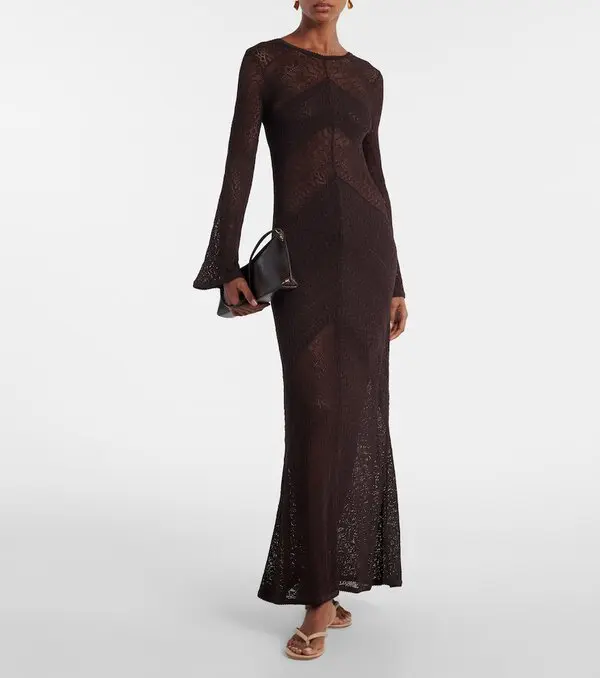 Staud Vera Knitted Open-back Maxi Dress