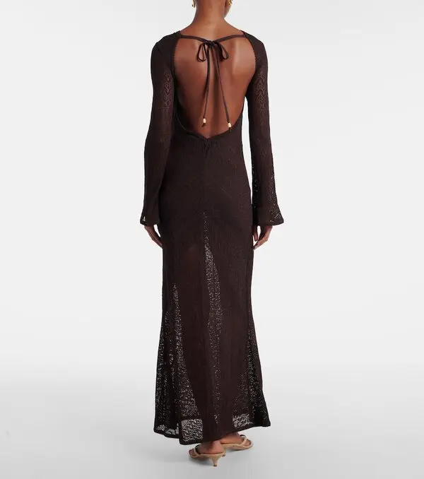 Staud Vera Knitted Open-back Maxi Dress