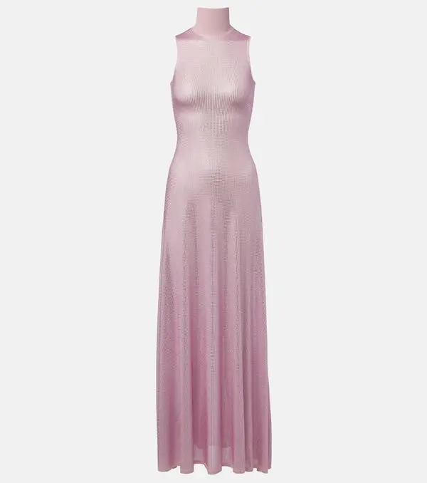 David Koma Ruched Sequined Maxi Dress - Pink