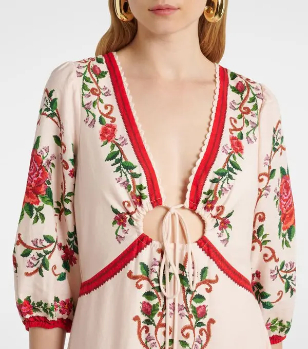 red linen v neck dress The Red V Neck Sleeveless Linen Mini Dress main image 1