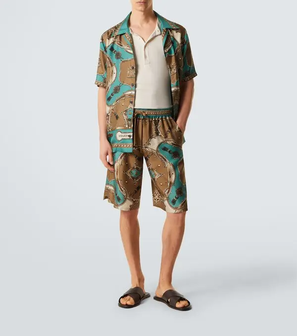 Dolce & Gabbana Printed Silk Twill Shorts - Multicoloured