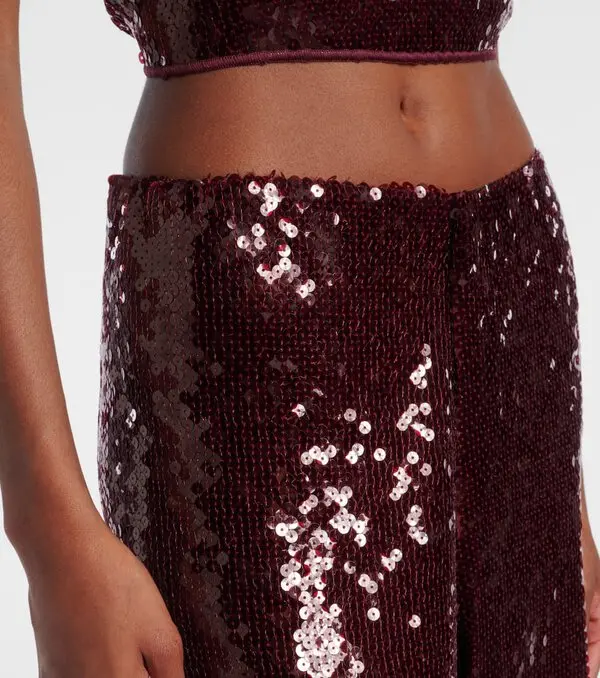 Oseree Marylin Sequined Wide-leg Pants
