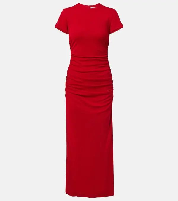 Carolina Herrera Ruched Midi Dress - Red