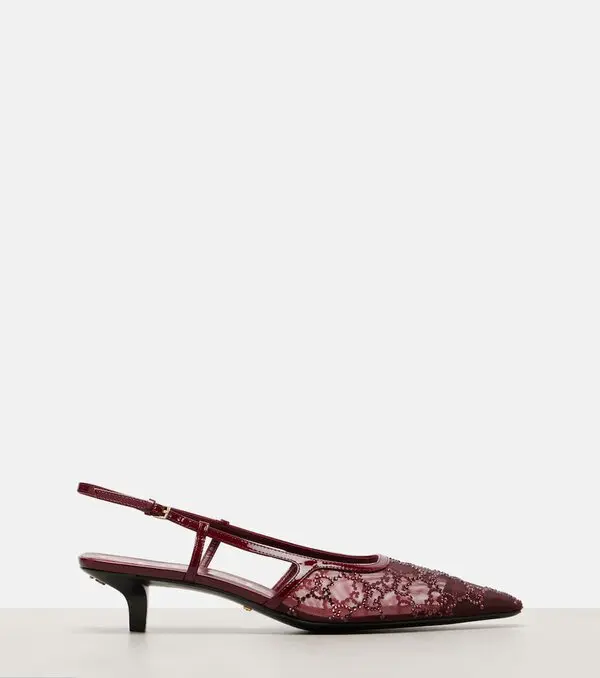 Gucci Gg Demi Mesh Slingback Pumps