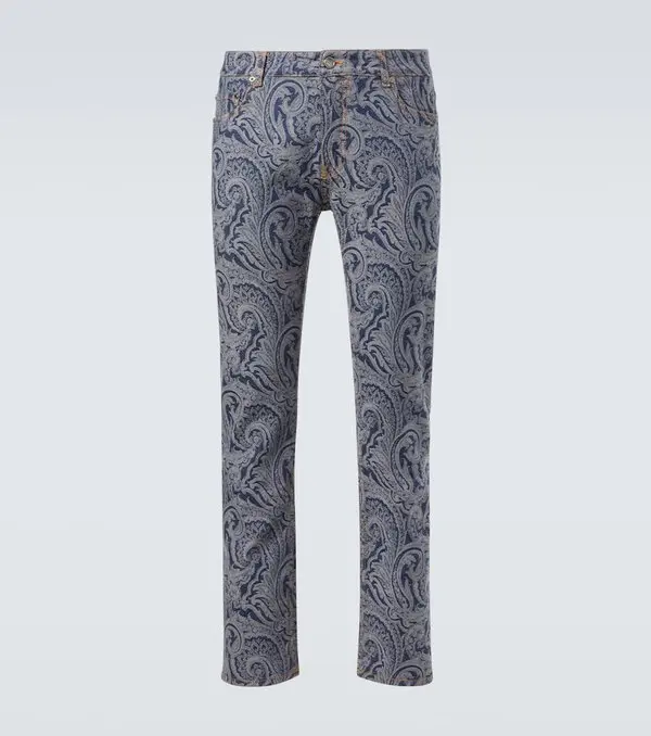Etro Roma Paisley Slim Jeans - Blue