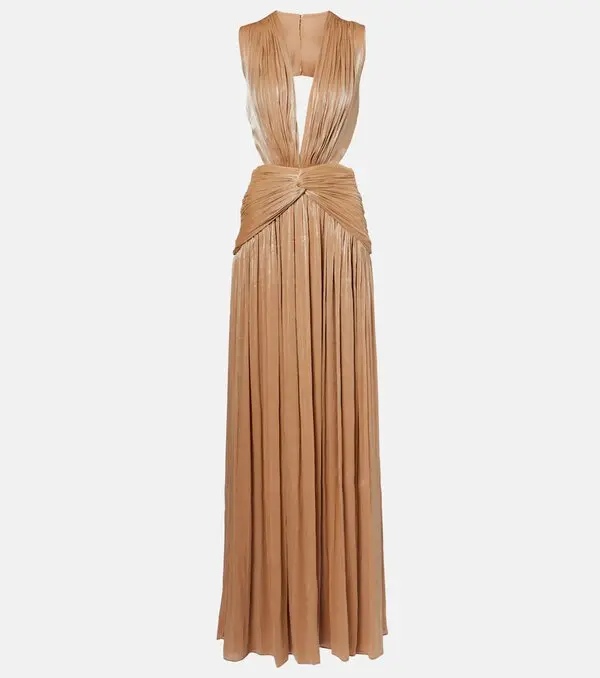 Costarellos Silla Cutout Gathered Gown - Gold
