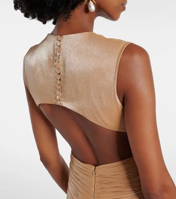 Costarellos Silla Cutout Gathered Gown - Gold