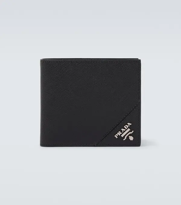 Prada Logo Saffiano Leather Wallet - Black