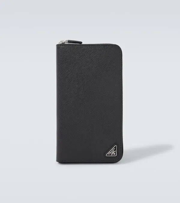 Prada Logo Saffiano Leather Wallet - Black