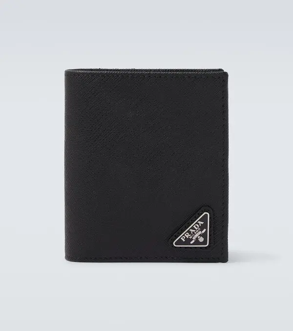 Prada Logo Saffiano Leather Wallet - Black