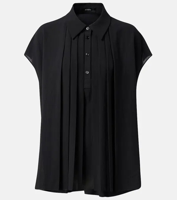 JOSEPH Antin Plissé Top - Black