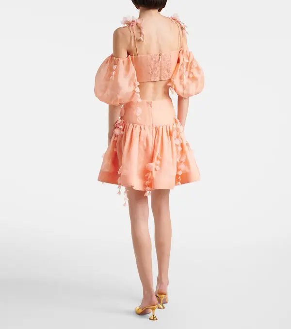Zimmermann Dawning Linen And Silk Crop Top