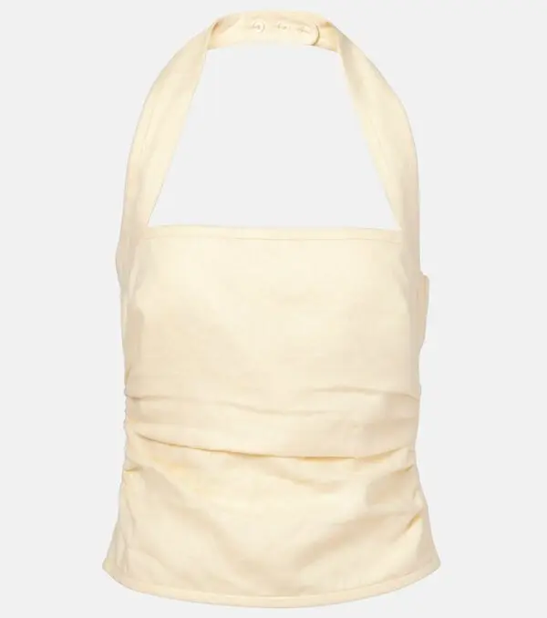SIR. Jerry Ruched Linen Top - White