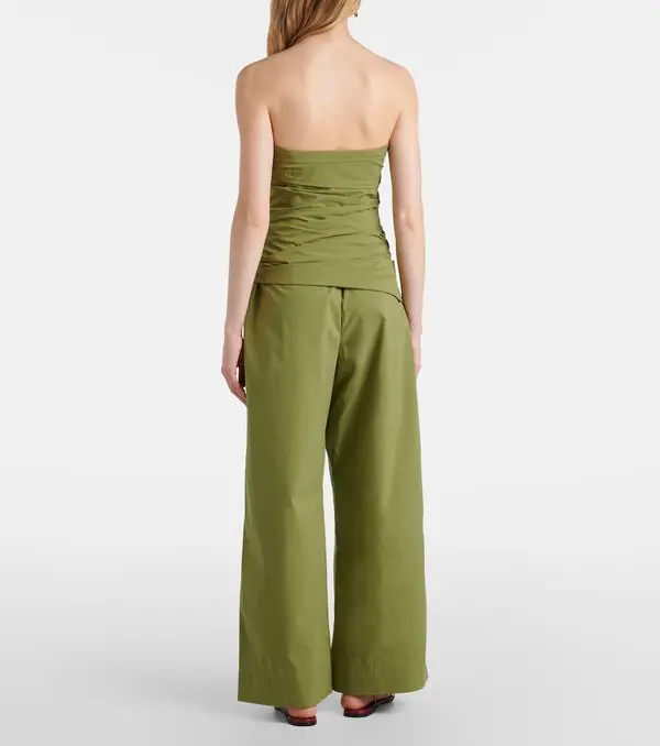 Simkhai Emerson Ruched Cotton-blend Tube Top - Green