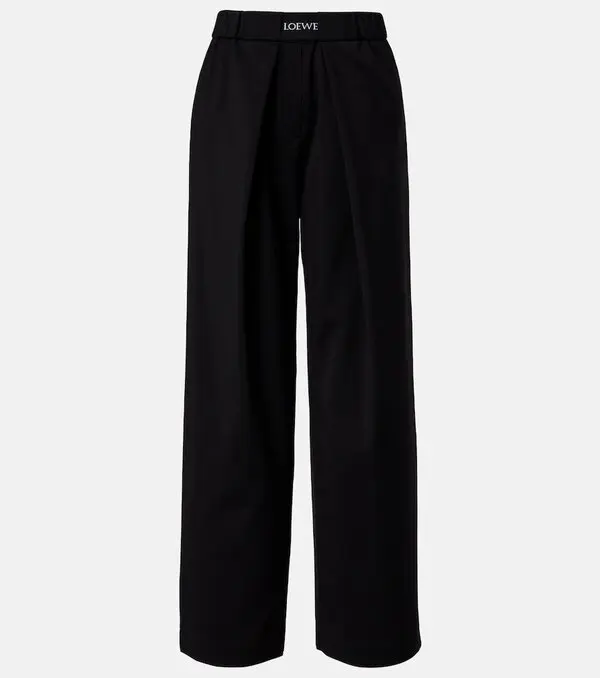 Loewe Logo Wool Mid-rise Straight Pants