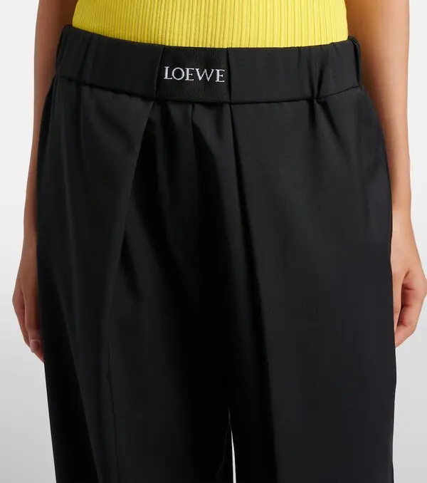 Loewe Logo Wool Mid-rise Straight Pants