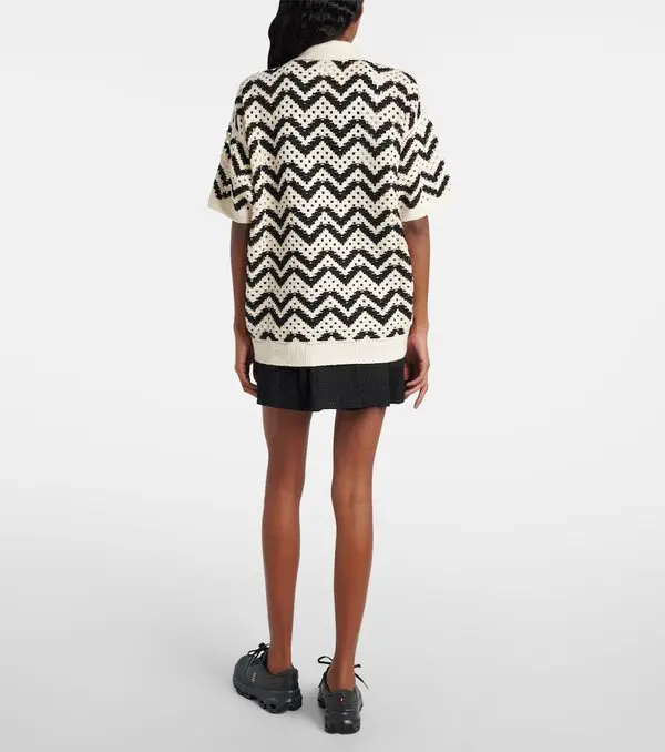 Varley Anais Crochet Cotton Polo Shirt - Multicoloured
