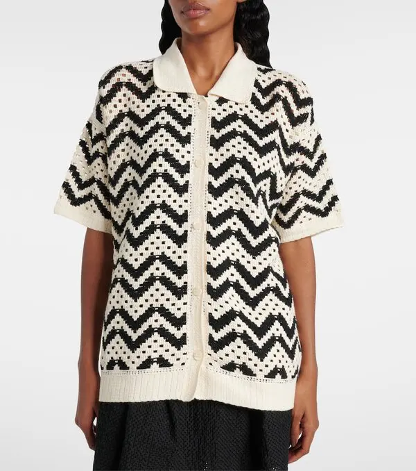 Varley Anais Crochet Cotton Polo Shirt - Multicoloured