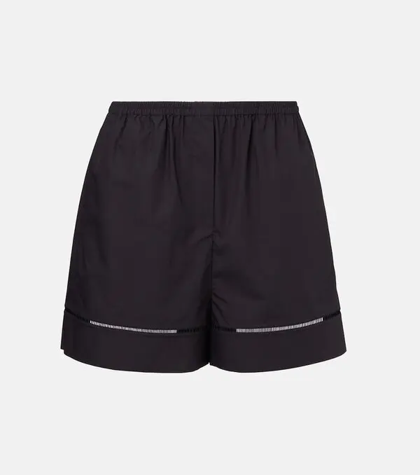 RÓHE Embroidered Cotton Poplin Shorts - Black