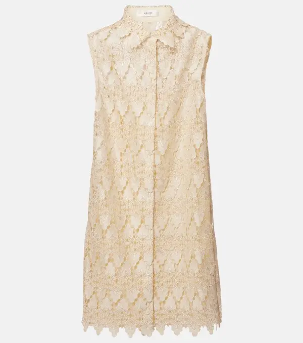 FRAME The Deco Lace Minidress - Beige