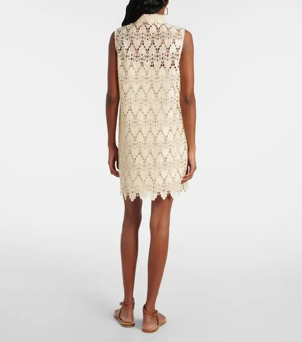 FRAME The Deco Lace Minidress - Beige