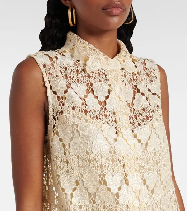FRAME The Deco Lace Minidress - Beige
