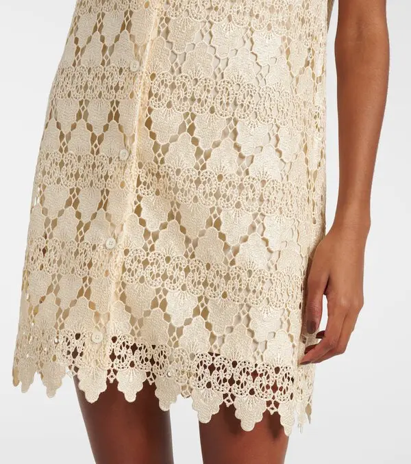 FRAME The Deco Lace Minidress - Beige