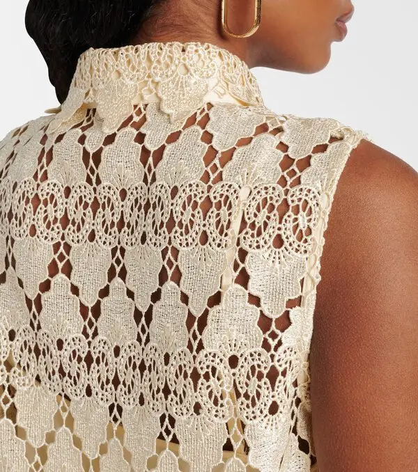 FRAME The Deco Lace Minidress - Beige