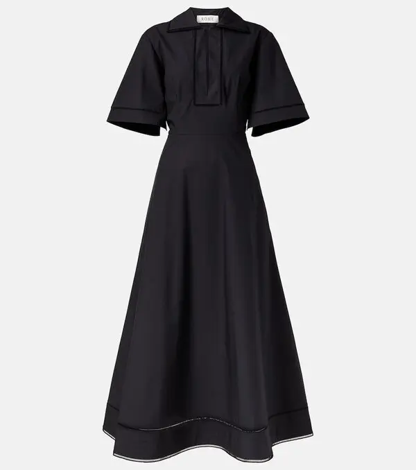 RÓHE Embroidered Cotton Poplin Midi Dress