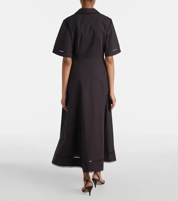 RÓHE Embroidered Cotton Poplin Midi Dress