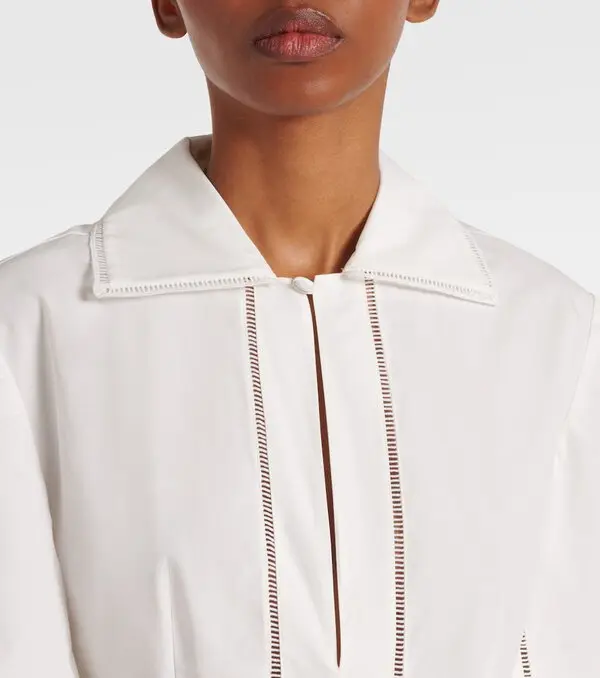 RÓHE Embroidered Cotton Poplin Midi Dress - White