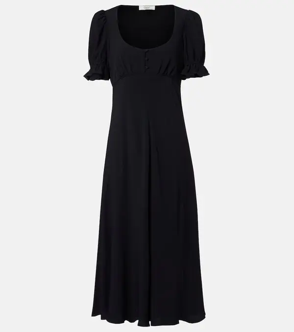 Chloé Gathered Midi Dress - Black