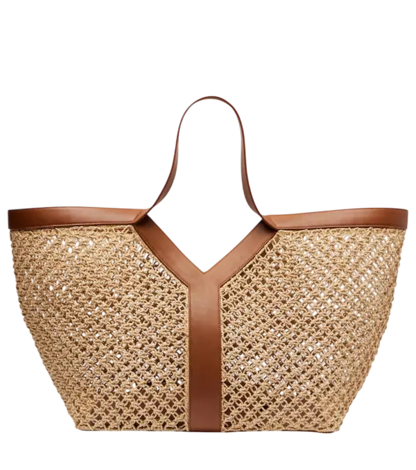 Saint Laurent Raffia And Leather Tote Bag - Neutrals