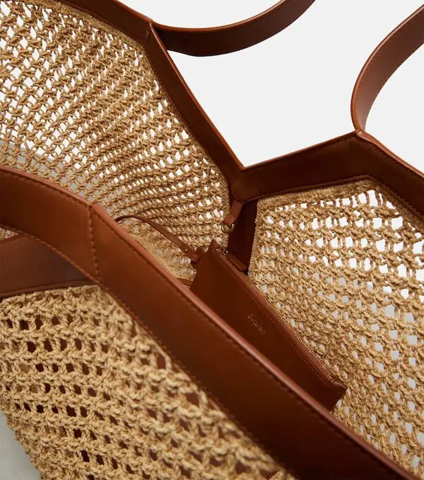 Saint Laurent Raffia And Leather Tote Bag - Neutrals