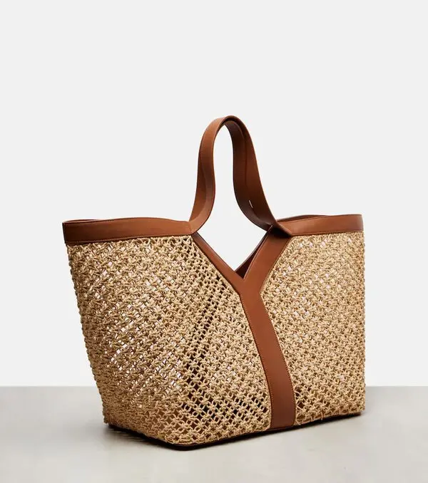 Saint Laurent Raffia And Leather Tote Bag - Neutrals
