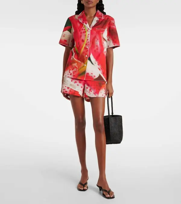 Tory Burch Printed Cotton-blend Twill Shirt