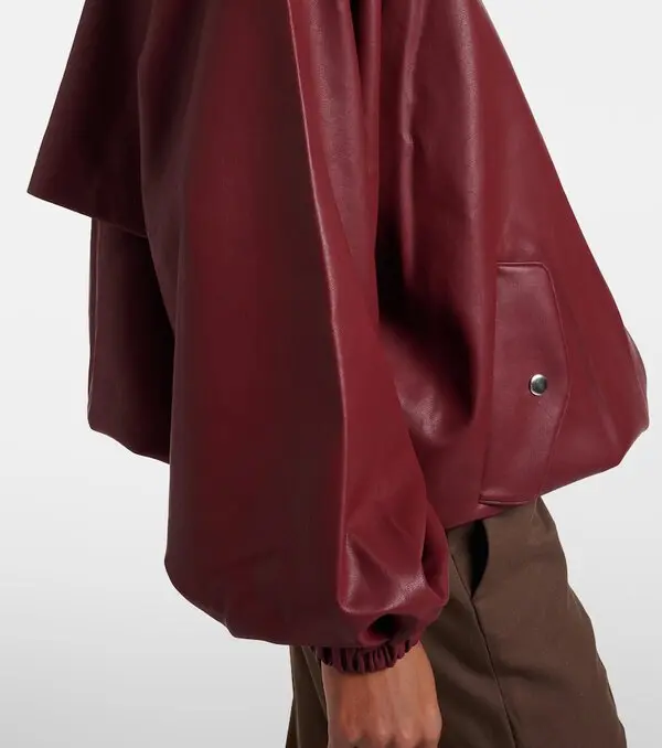THE FRANKIE SHOP Senta Oversized Faux Leather Bomber Jacket - Burgundy