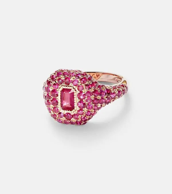 Shay Jewelry 18kt Rose Pinky Ring With Ruby - Gold