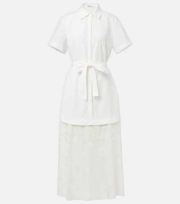 Simkhai Jenner Poplin And Lace Shirt Dress - White