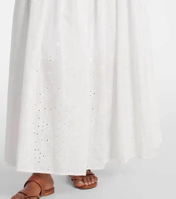 Staud Procida Pleated Cotton Maxi Skirt - White