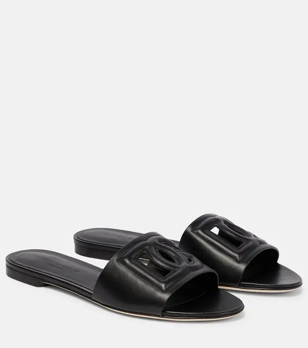 Dolce & Gabbana Leather Slides - Black