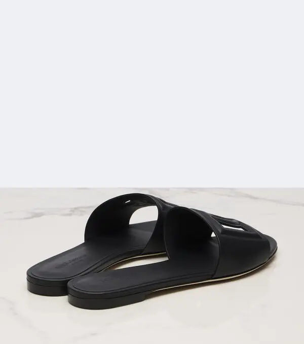 Dolce & Gabbana Leather Slides - Black